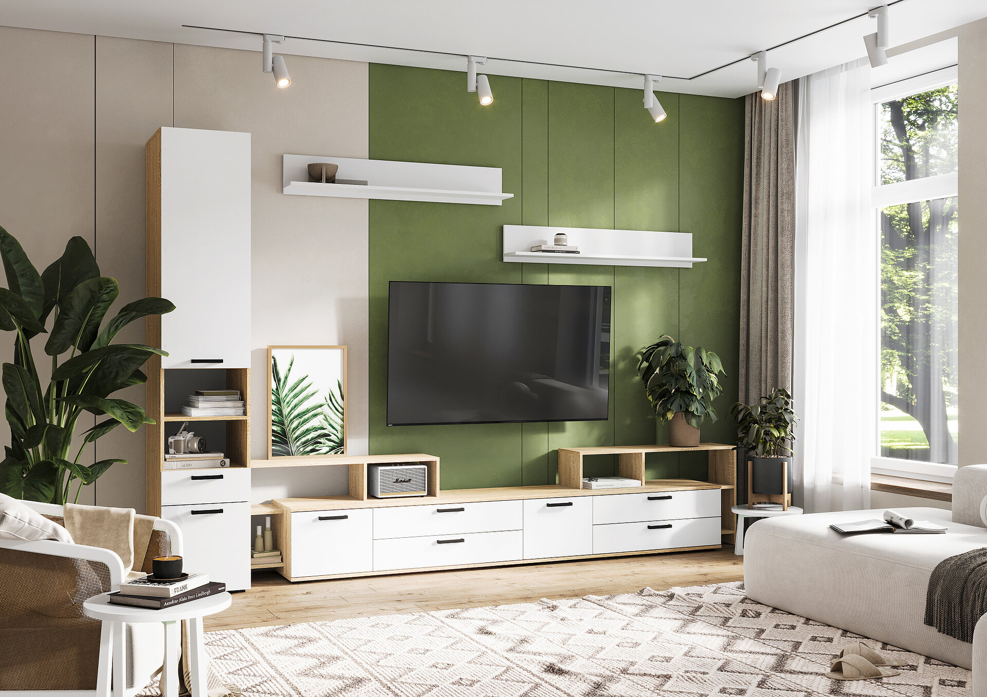 Шкаф пенал для одежды Санса ПН-01 40х210х50 см, цвет белый/дуб сонома