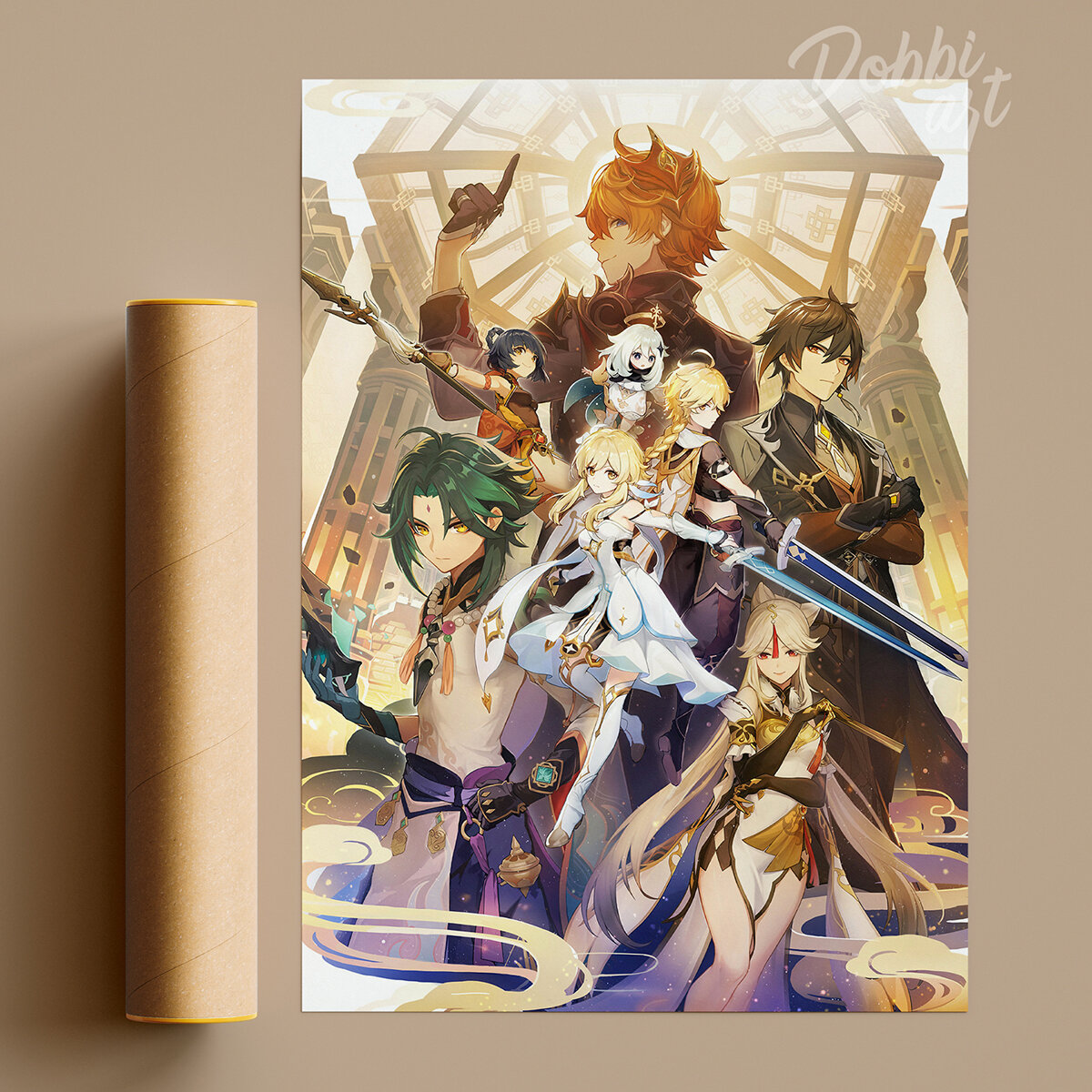 Постер 40х50 см Геншин Импакт без рамы/ Genshin Impact/ Нин Гуан Сяо Сян Лин Чжун Ли Дилюк Пэймон