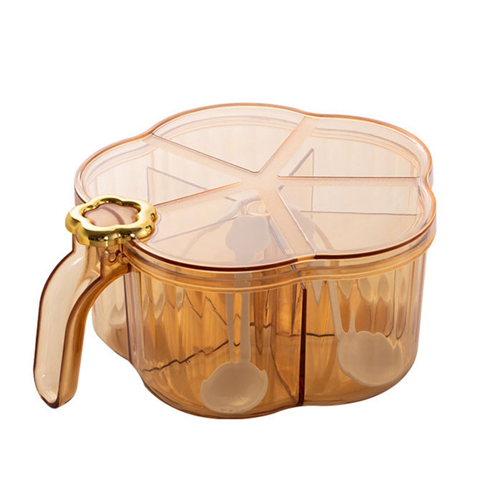 Коробка для приправ, 5 отделений, прозрачная коробка для специй большой емкости с ручкой и крышкой для кухни