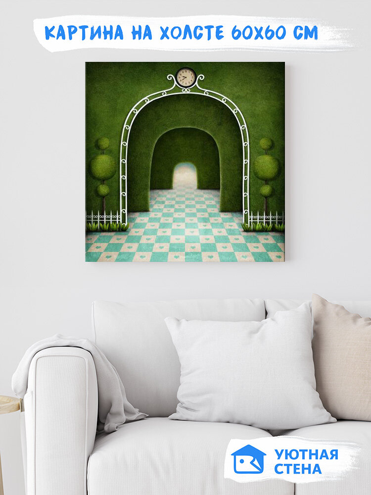 Картина на натуральном холсте Уютная стена "Переход - Алиса в Стране чудес" 60х60 см