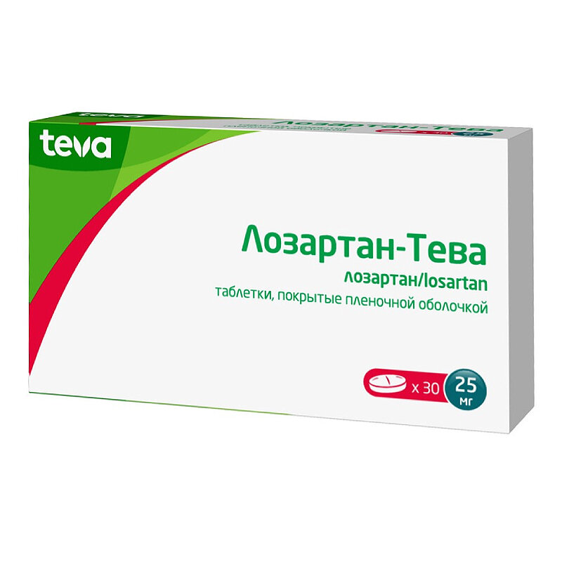 Лозартан-Тева Таб. п. п. о.25Мг №30