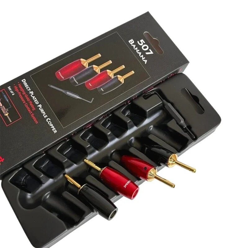 Axinite 507 серия аудио адаптер банан/многолопастной фиолетовый 4 шт 4 Pieces, Gold Banana Plug
