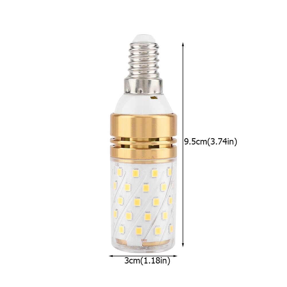 Лампа-кукуруза светодиодная E14, 12 Вт, теплое белое свечение, цилиндрическая форма, AC 85-240 В, модель #01