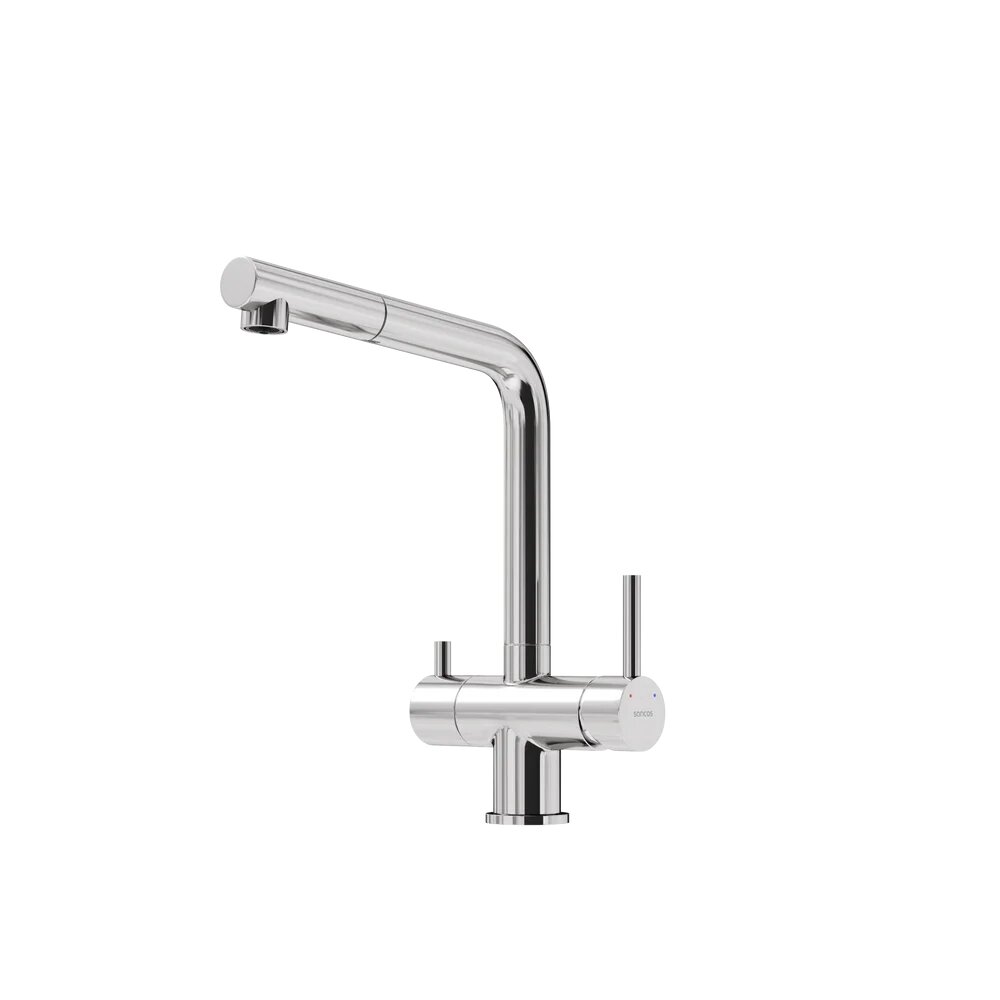 Смеситель для кухни Sancos Spin, с вытяжным изливом и краном под фильтр для питьевой воды, брашированный никель, SC4015BN