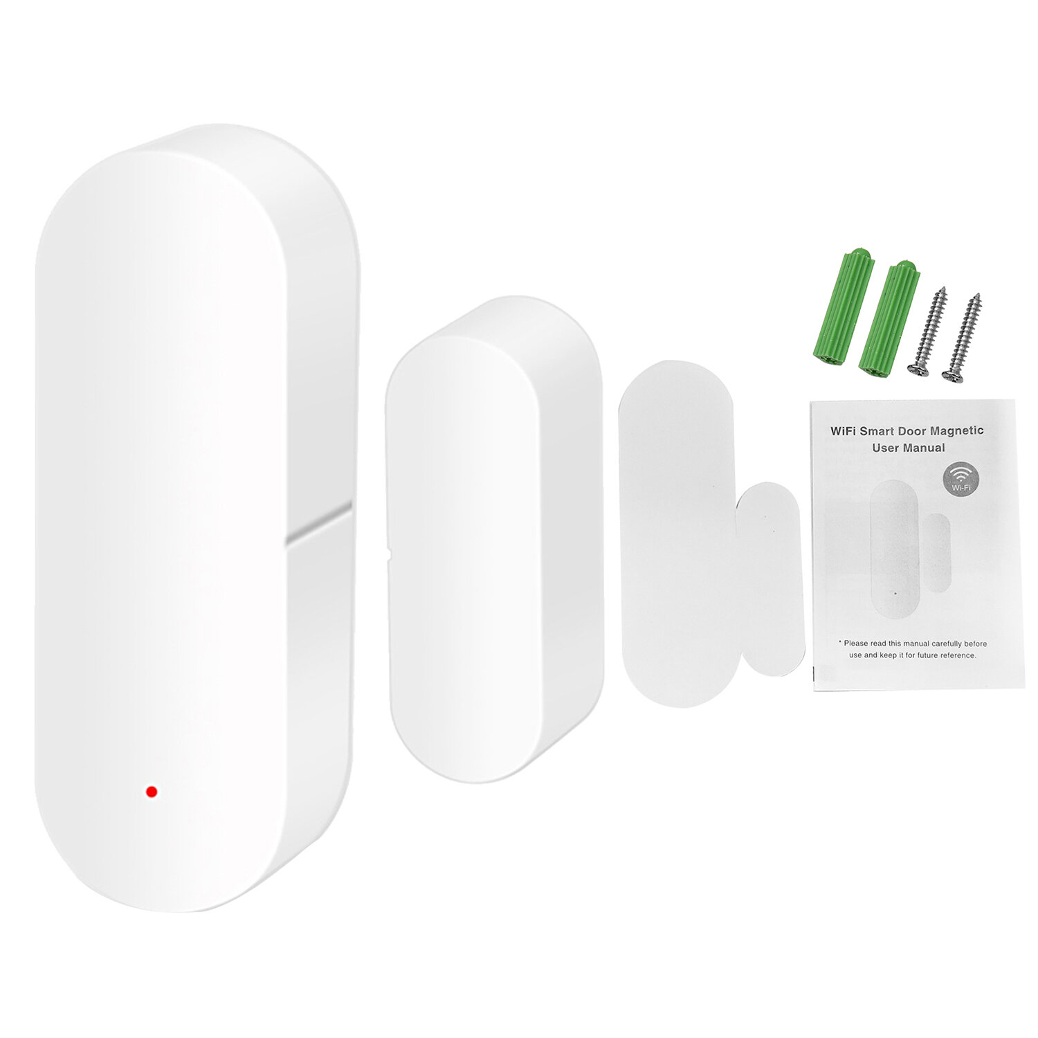 Датчик двери и окна Wifi Smart Система безопасности дома Магнитный сигнал открытия двери Удаленное управление через приложение для гаража квартиры общежития магазина офиса, Тип 1 (Wi-Fi)/Тип 2 (ZigBee) (по выбору), Белый, Материал ABS, Дистанция