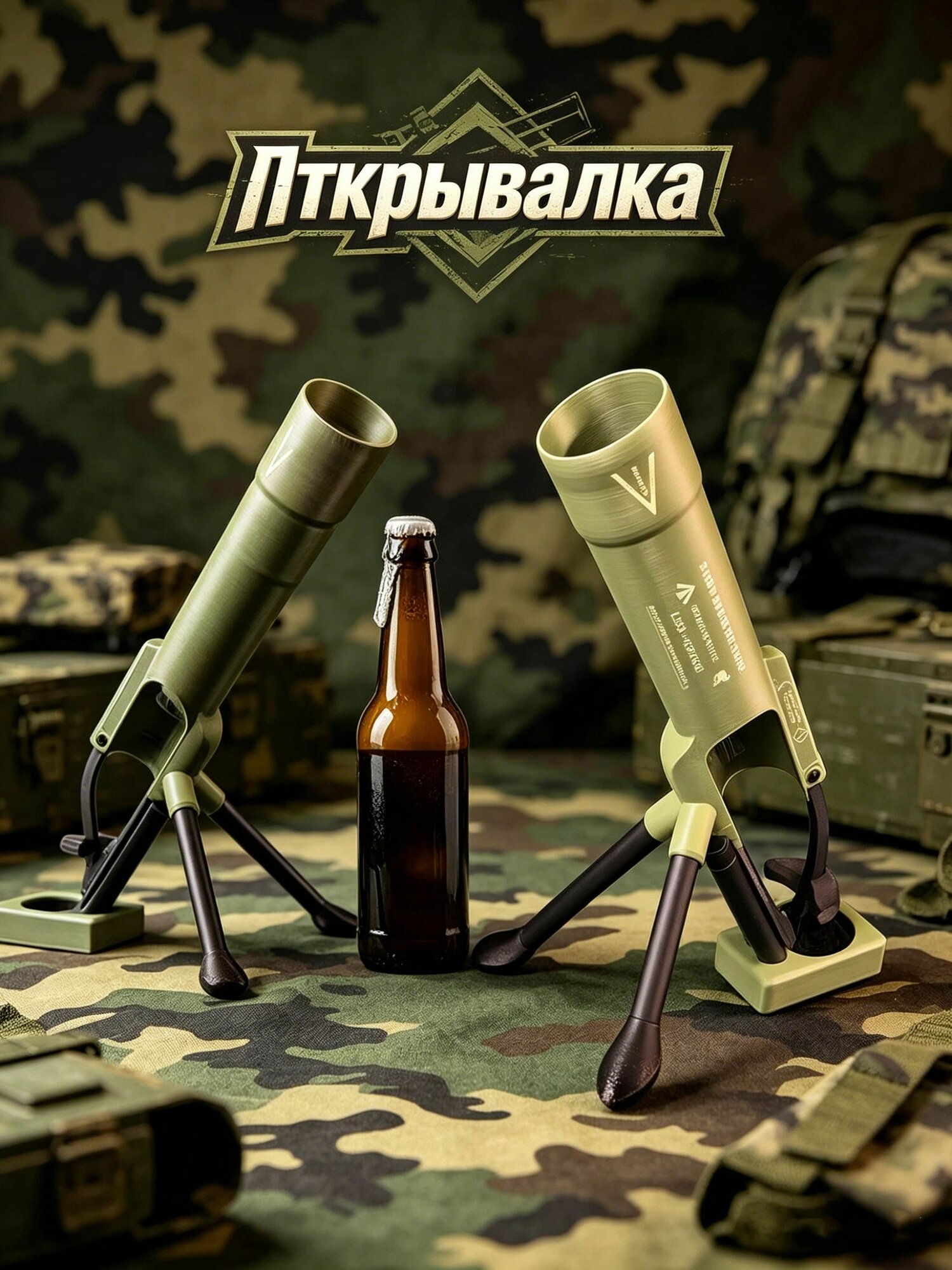 Открывалка для пива в виде миномёта, военный стиль, камуфляж, оригинальный подарок для мужчин