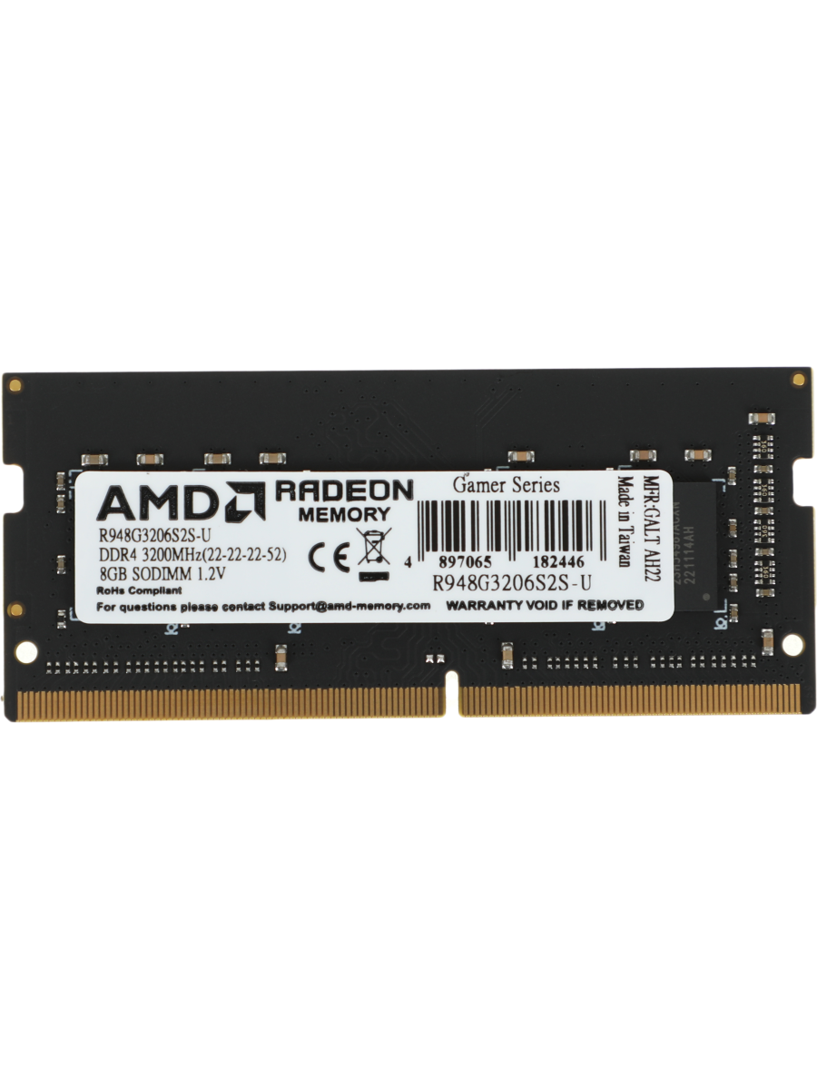 Память DDR4 8GB 3200MHz AMD R948G3206S2S-U Radeon R9 Gamer Series RTL PC4-25600 CL22 SO-DIMM 260-pin 1.2В RTL