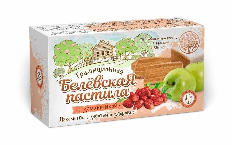Пастила белевская без сахара - земляника /картон/ 100г