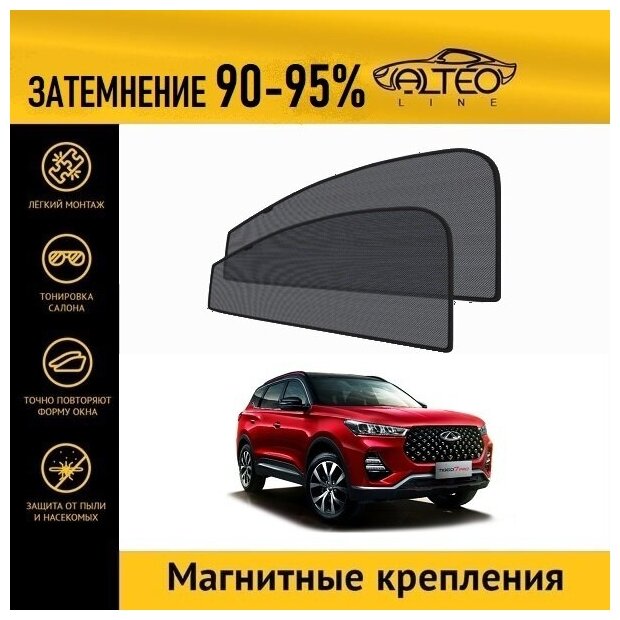 Каркасные автошторки ALTEO PREMIUM на Chery Tiggo 7 Pro, 1 (2019-н. в.) на передние двери на магнитах с затемнением 90-95%