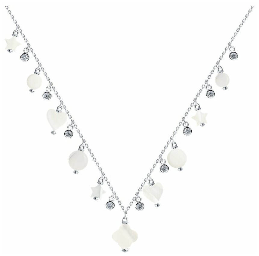 Колье, серебро, 925 проба, родирование, перламутр