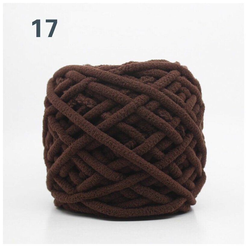 Пряжа синель для рукоделия 90 г / Коричневый 17