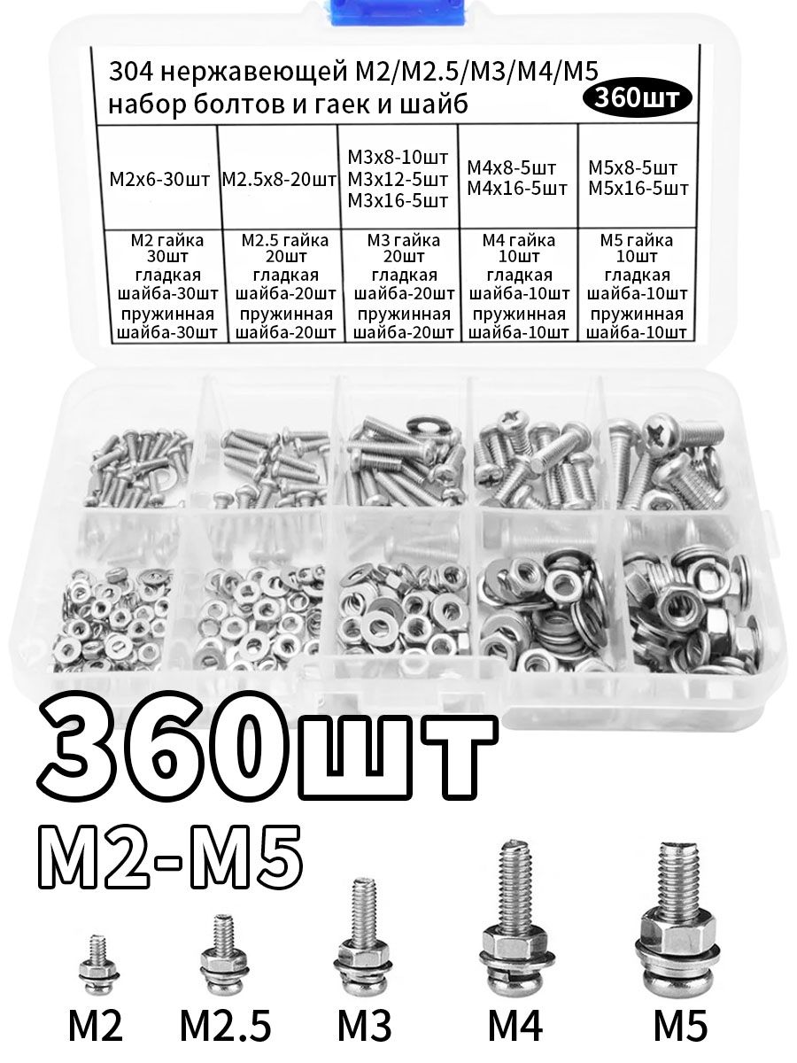 Винт 5 x 16 мм, головка: Круглая, 360 шт. 70 г