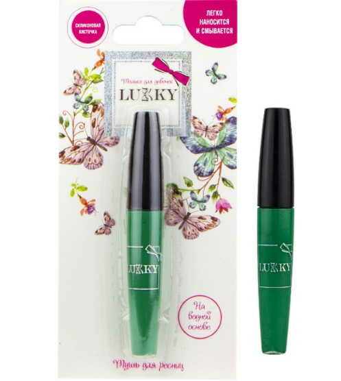 Lukky тушь д. ресниц, цвет зеленый,8 мл, силикон. кисточка