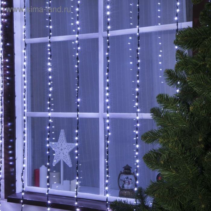 Гирлянда Водопад 2×3 м, IP44, УМС, тёмная нить, 800 LED, свечение белое, 8 режимов, 220 В