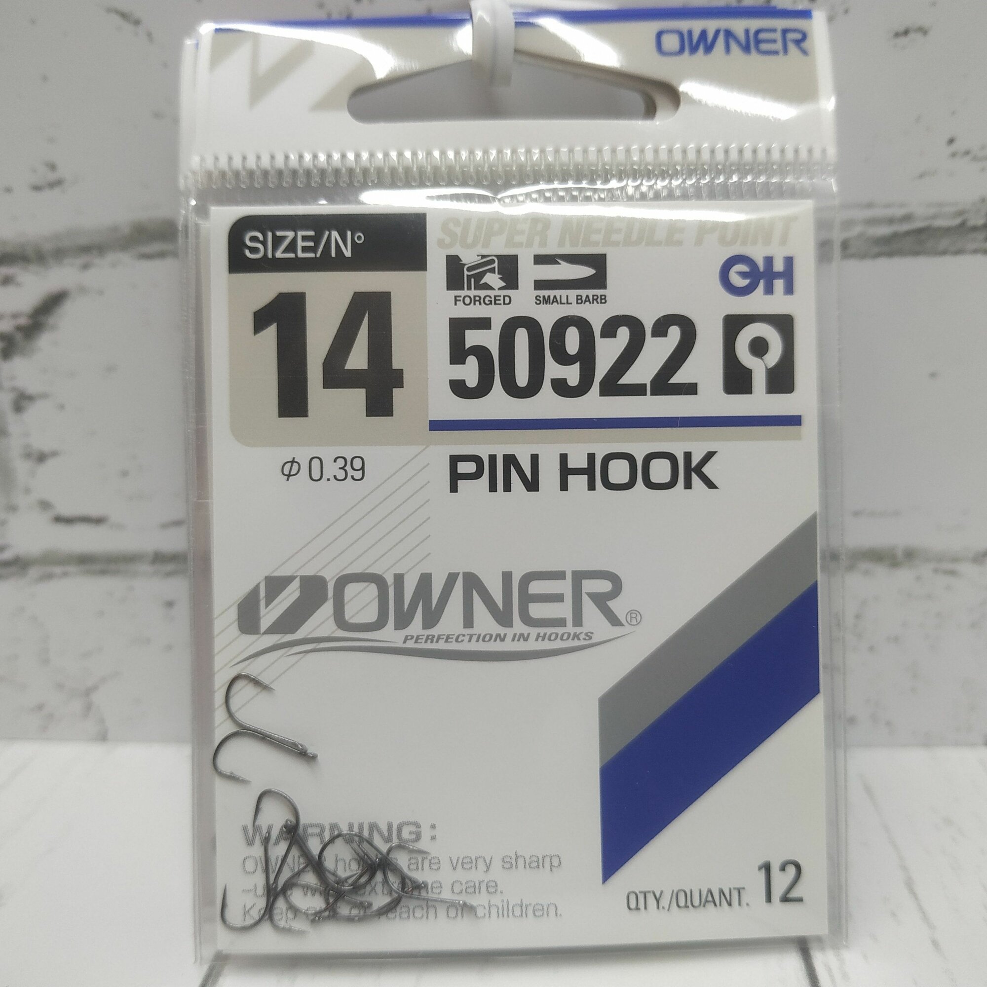 Крючки OWNER PIN HOOK 50922 №14-12шт-5уп (60шт) ORIGINАL. Овнер Крючок. Одинарные для рыбалки.