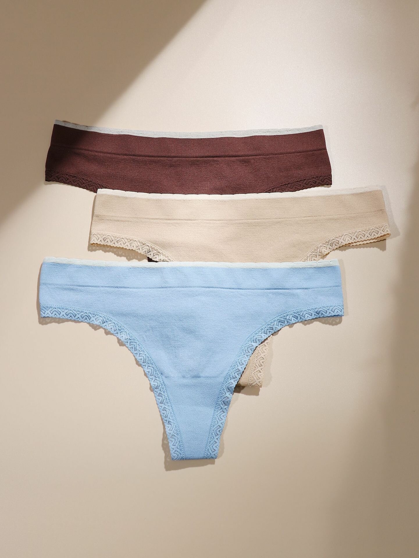 Стринги Temptation, кружевные, хлопковые, низкая талия, 3 цвета, размер S