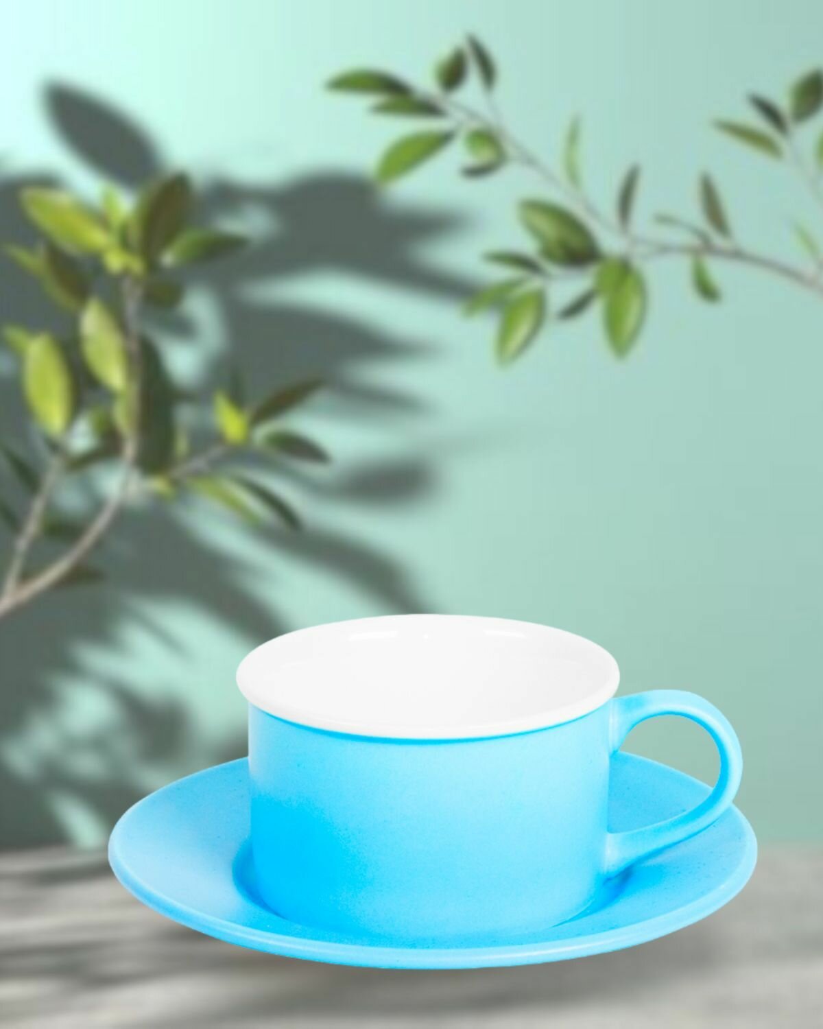 Чайная пара ICE CREAM, голубой с белым кантом