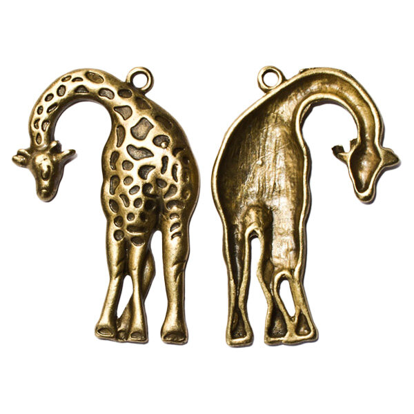 Подвеска, 41х26мм, жираф, базовый материал - цинковый сплав, бронзовый, 2 шт.