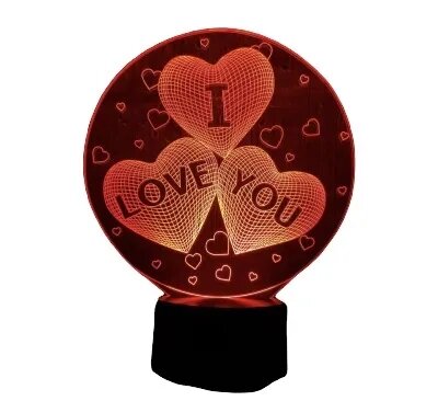 Ночник Amstek Три сердца I Love You