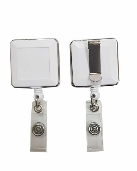 Брелок-ретрактор квадратный для бейджа белый 5 шт