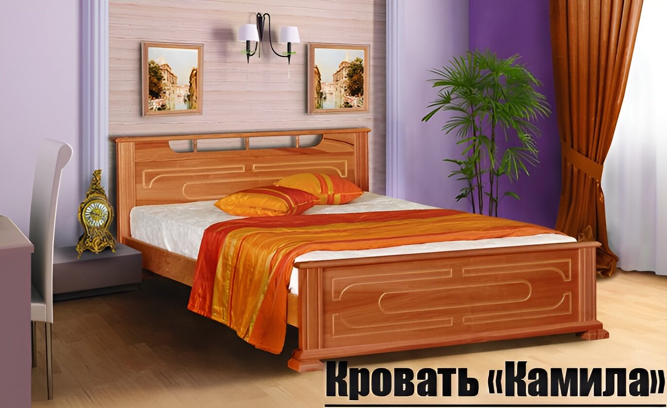 Кровать "Камила" из массива сосны 120x190 см, Итальянский Орех 2