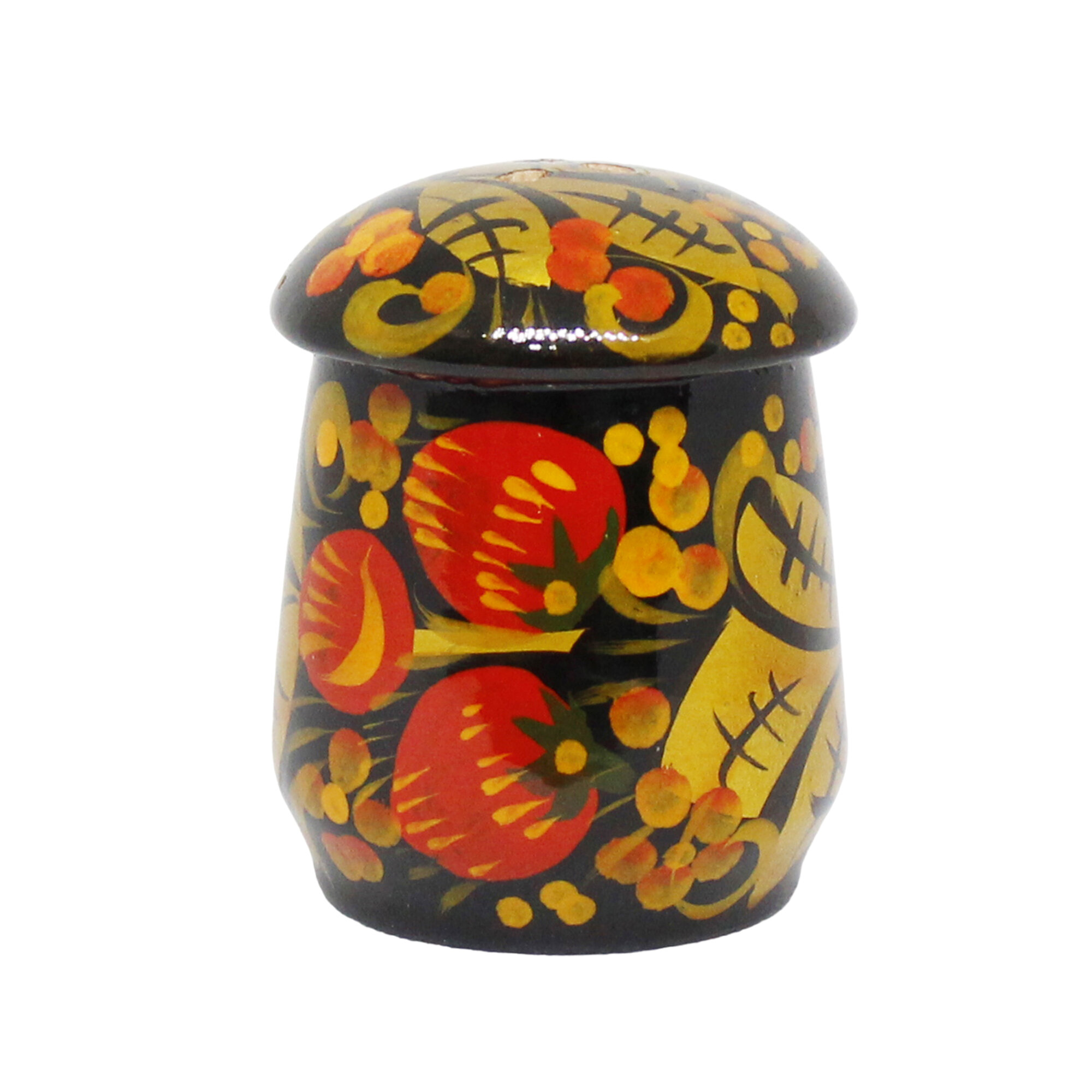 Деревянная солонка расписная, "Ягодки", хохлома, (Ручная работа)