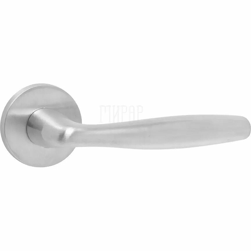 Дверная ручка Punto (Пунто) на круглой розетке "FORTUNA" матовый хром