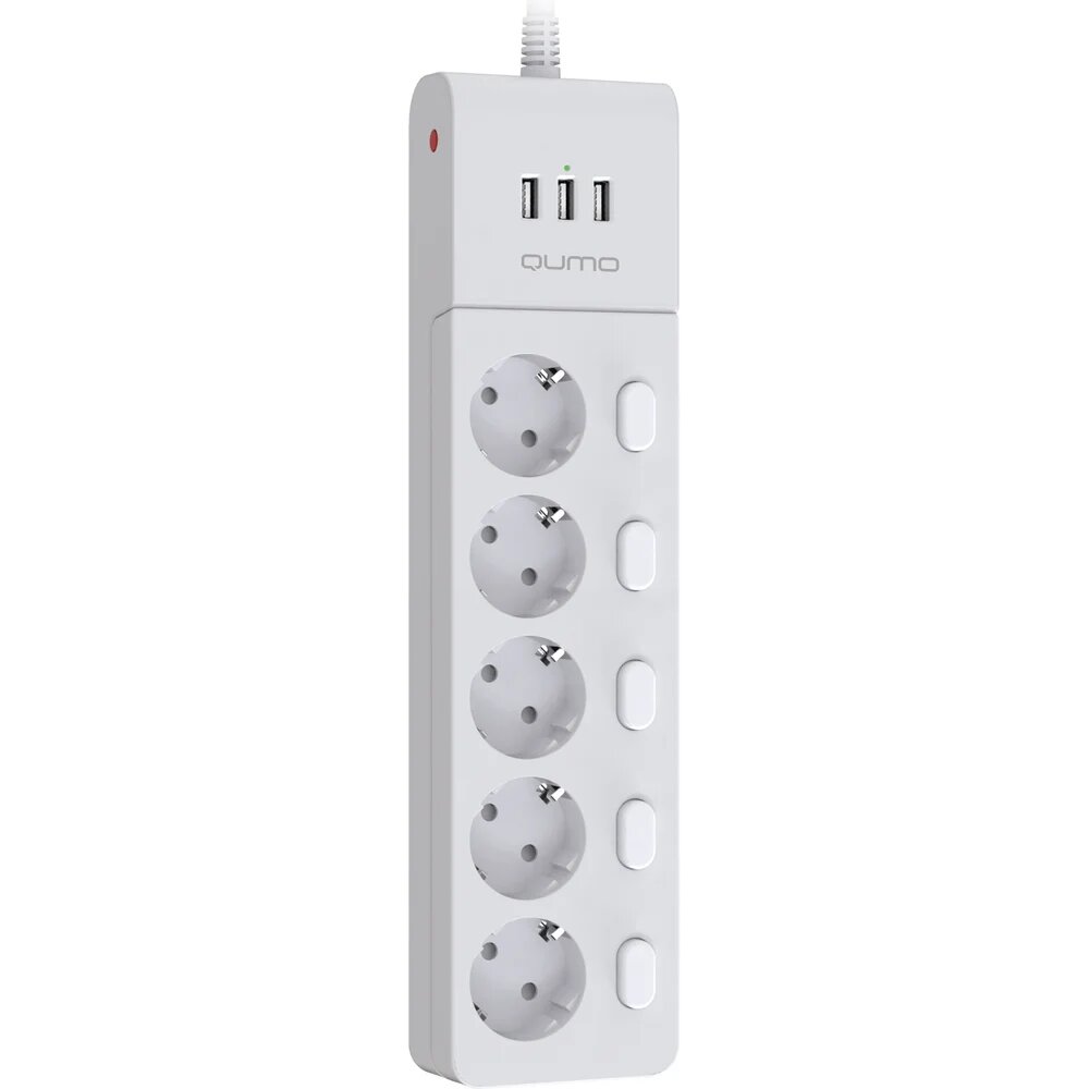 Сетевой фильтр QUMO Power Bar PRO 6SP4U P-0006, 5 независимо отключаемых розеток, защиты техники