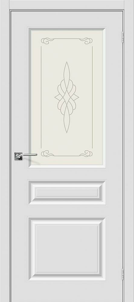 Межкомнатная Дверь Винил Bravo Скинни-15 П-23 Белый / Худ. 900x2000мм (Полотно 1шт) / Браво.