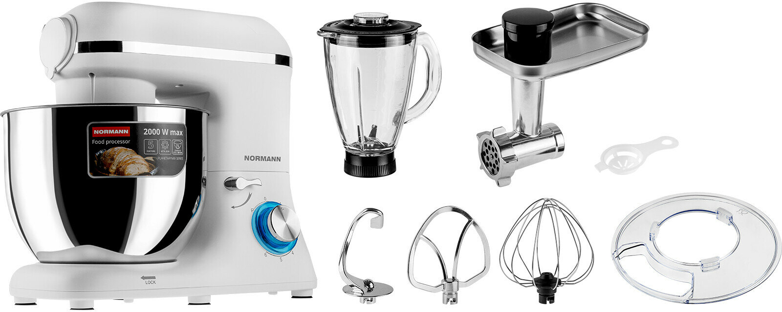 Кухонный комбайн NORMANN AFP-961, мясорубка, блендер, планетарный миксер, уцененный