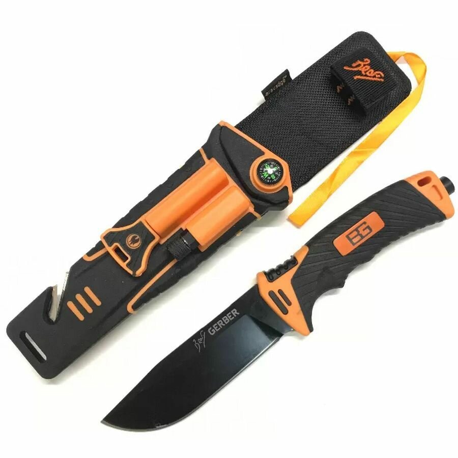 Нож походный с точилкой и фонариком в ножнах Gerber