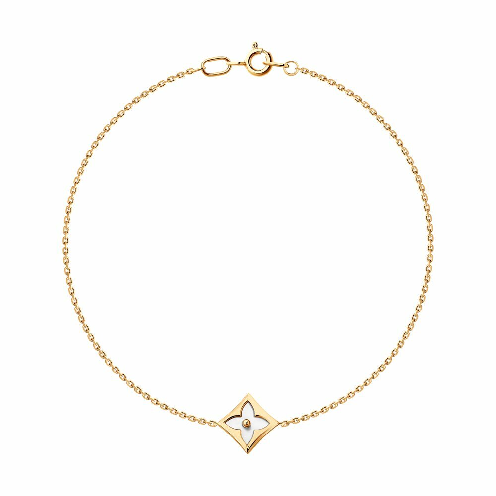 Браслет, красное золото, 585 проба, перламутр