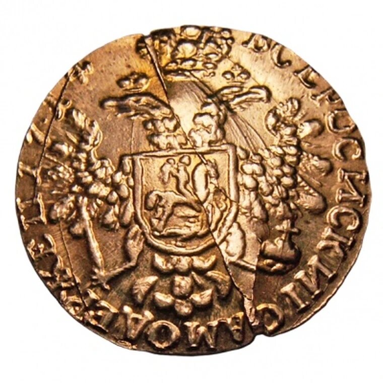 1 червонец 1714 Петр 1, новодел раскол штампа сувенирная копия монеты, нумизматика, деньги для коллекции