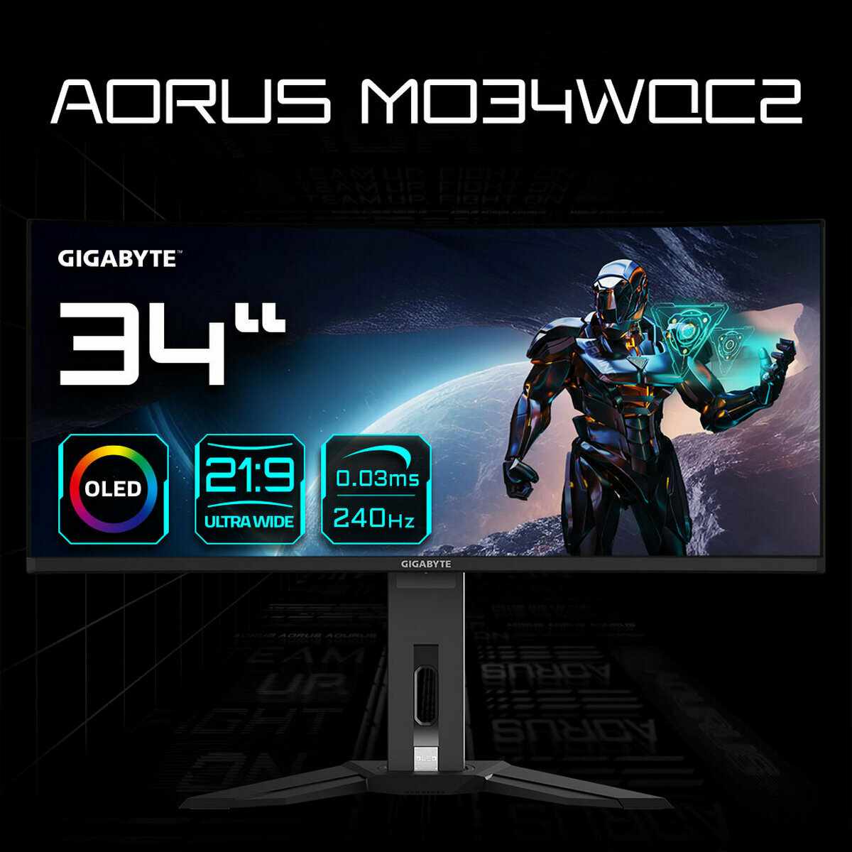 34" Монитор Gigabyte MO34WQC2-EK, OLED, 3440x1440, 240 Гц