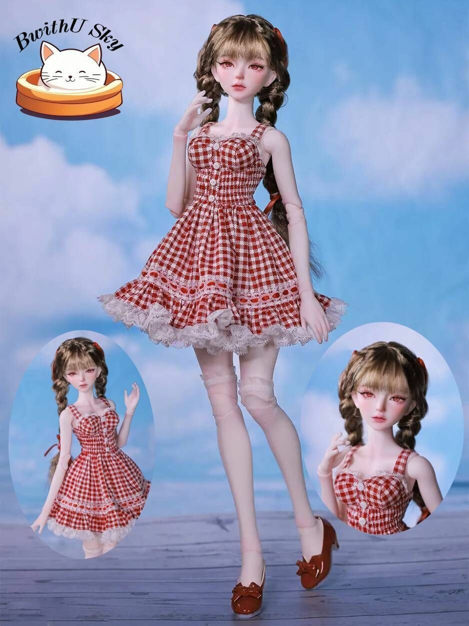 BwithU Carmen 1 / 4 Bjd Клетчатая кружевная юбка Мэри Джейн куклы
