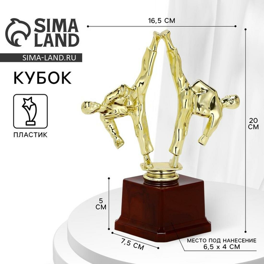 Наградная фигура кубок «Спортивные единоборства», золото, подставка пластик, 20 х 16,5 х 7,5 см
