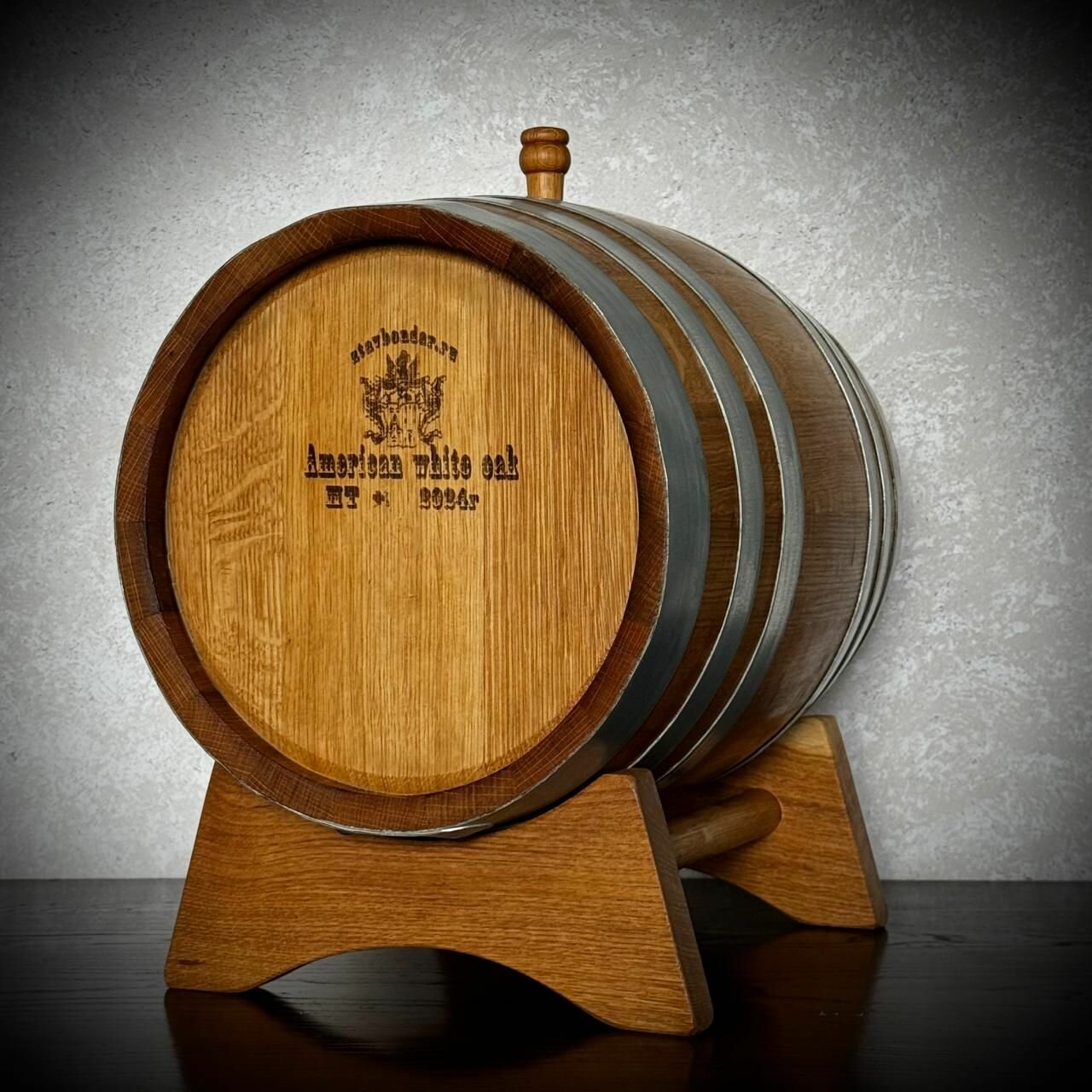 Американский дуб, дубовая бочка 20 литров интенсивный обжиг HT+, вощеная, гнутая, колотый дуб, STAVBONDAR Ставропольский бондарь