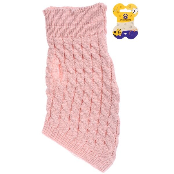 Кофта-свитер для животных ULTRAMARINE для мелких пород собак и кошек "Bro Style", косички, цвет розовый, размер S