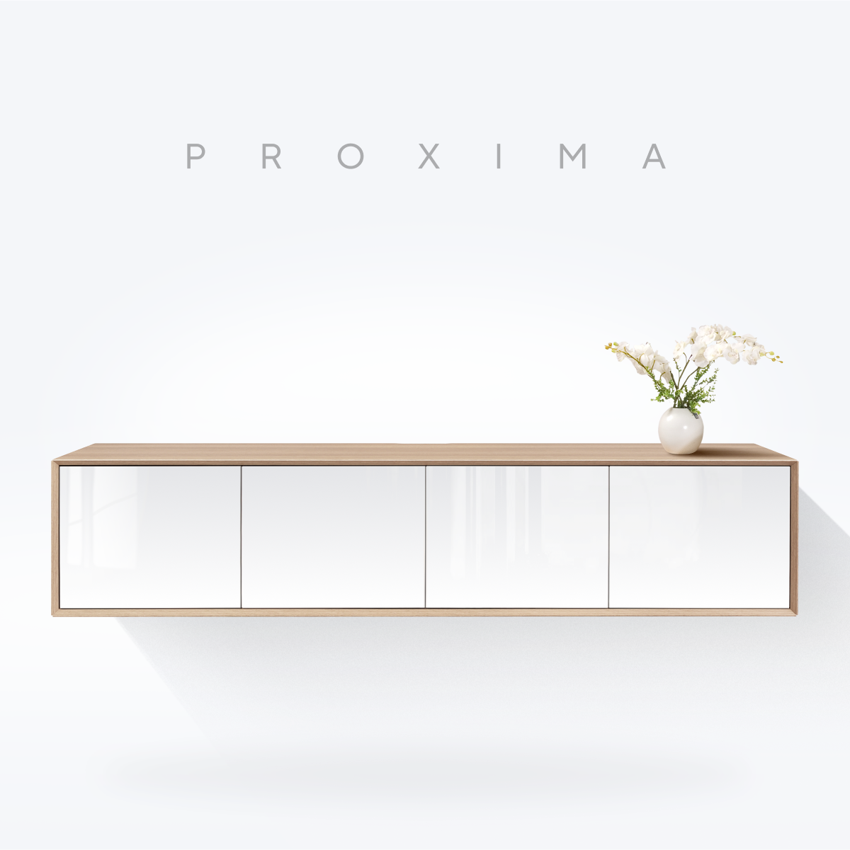 Тумба под ТВ MetalDesign, Proxima MD 7153, 190х40х40 см см, дуб честерфилд - белый