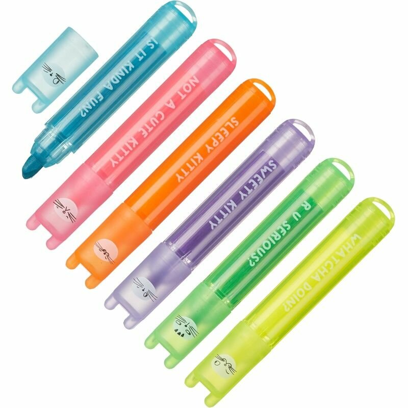 Набор текстовыделителей M&G "So Many Cats", мини, 6 цветов, ароматизированные (AHM22574)