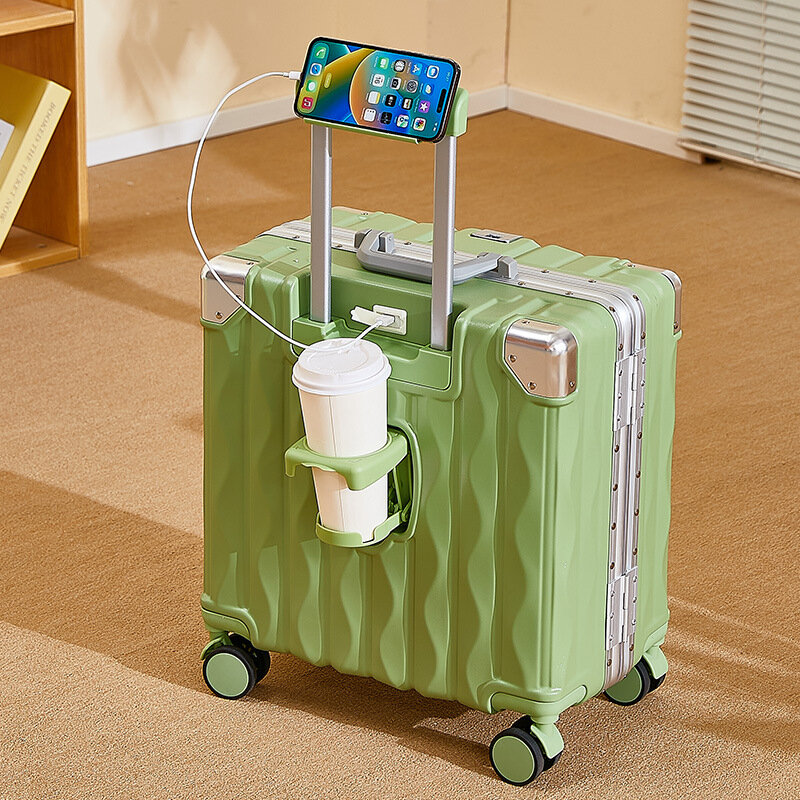 18inch Маленький ручной багаж, новый чемодан с алюминиевой рамой, бесшумный вращающийся чемодан, многофункциональный дорожный чемодан