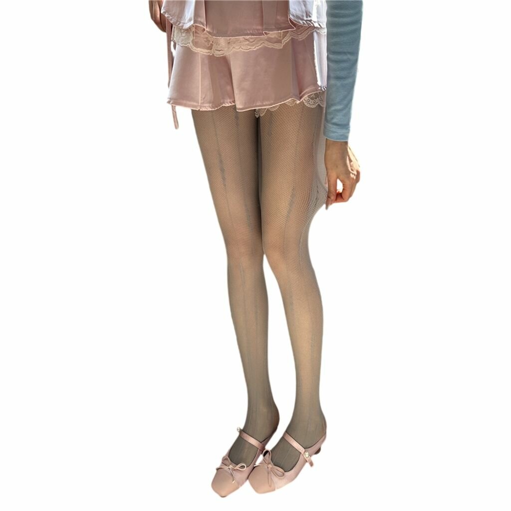 Кружевные колготки, тонкие черные чулки JK-серый