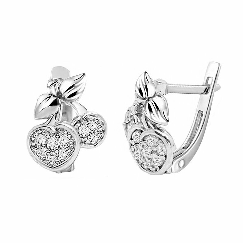 Серьги, серебро, 925 проба, фианит
