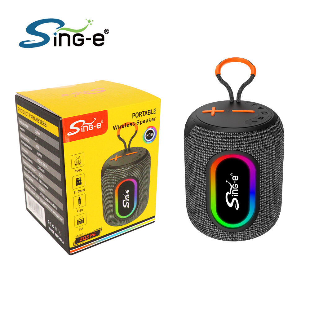 Sing-e ZQS-P6 новый беспроводной динамик Bluetooth Outdoor с легким водонепроницаемым звуком RGB Aura Light Stereo Sound