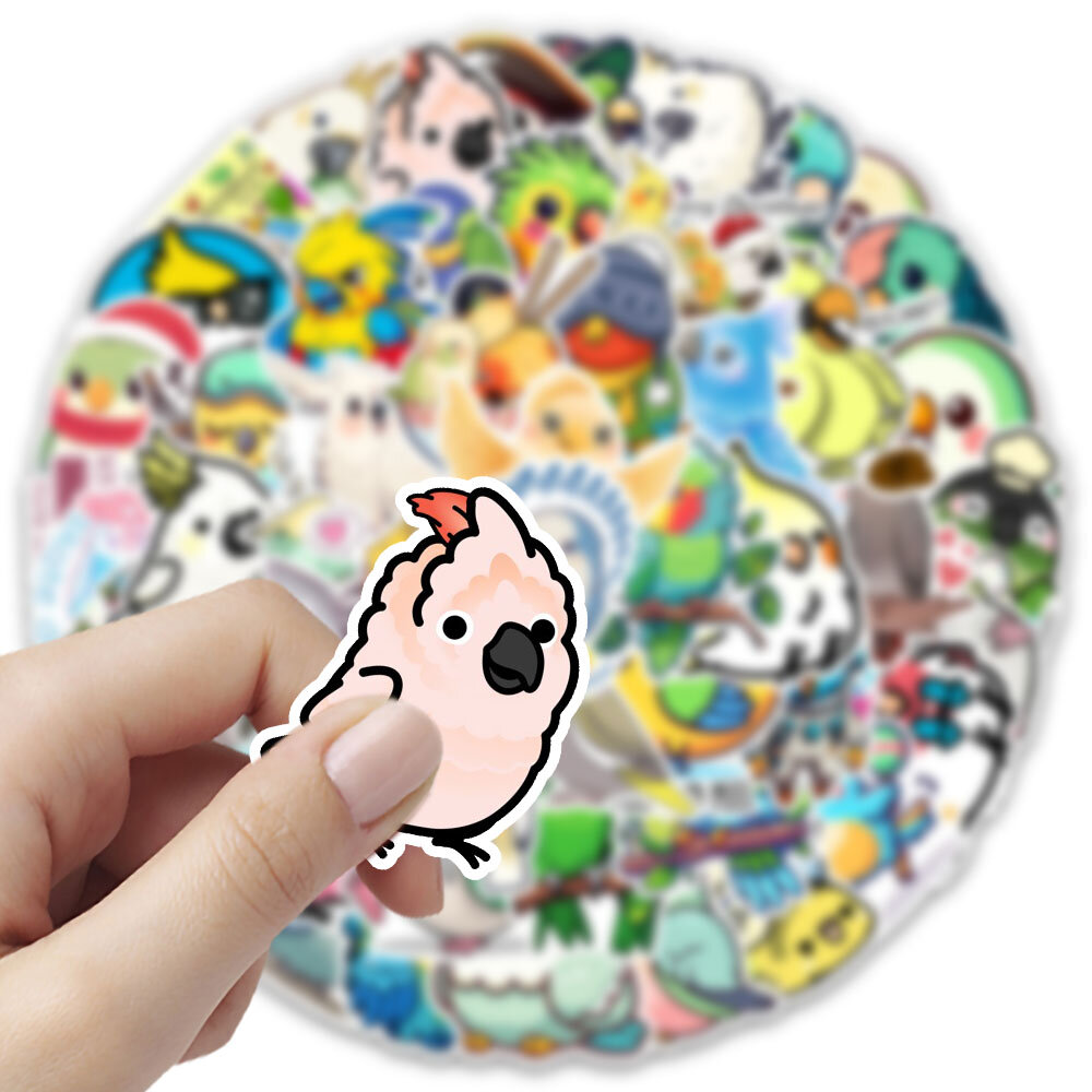 54 милых наклейки с попугаями