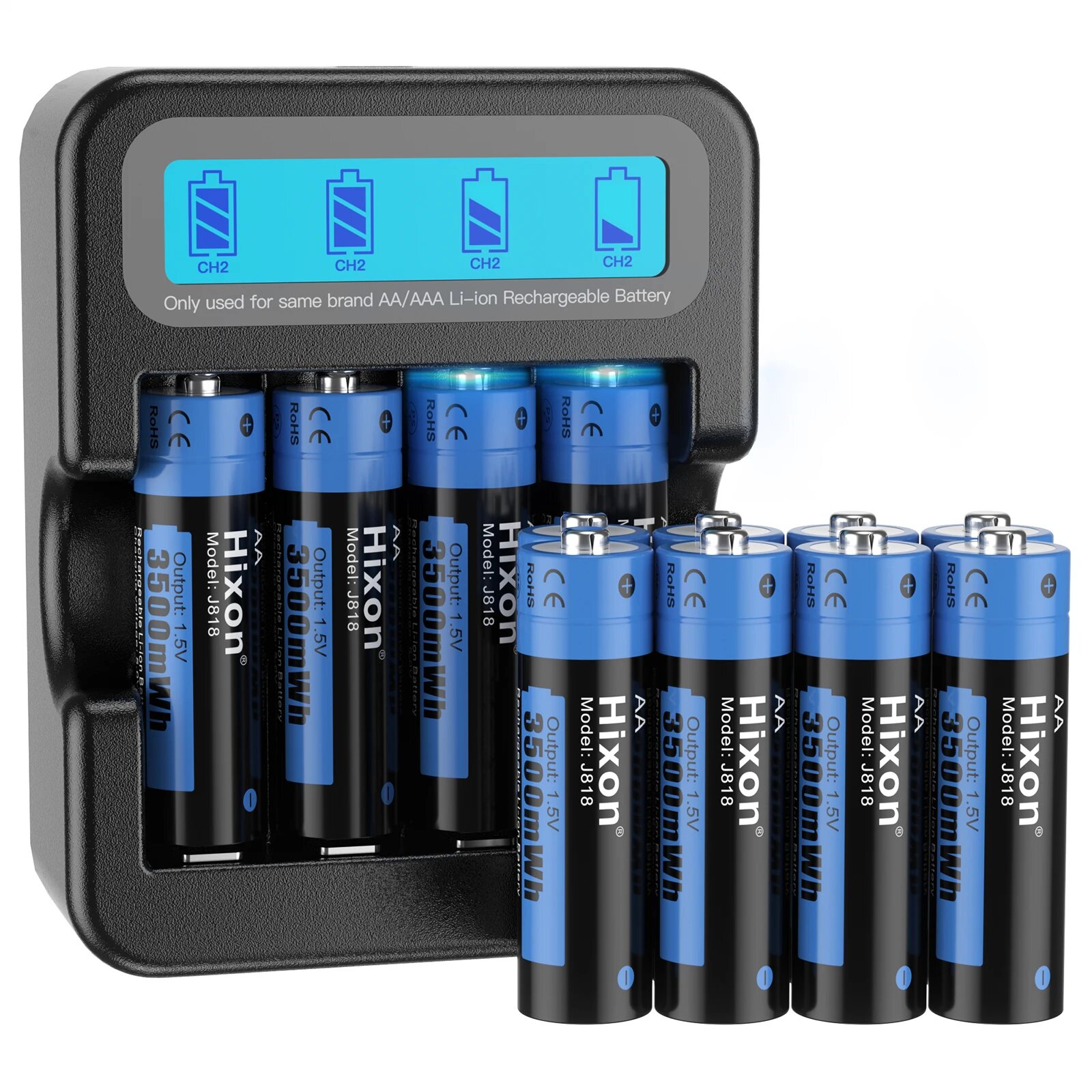 Перезаряжаемая литий-ионная батарея AA 3500 мВтч 12pc battery SET