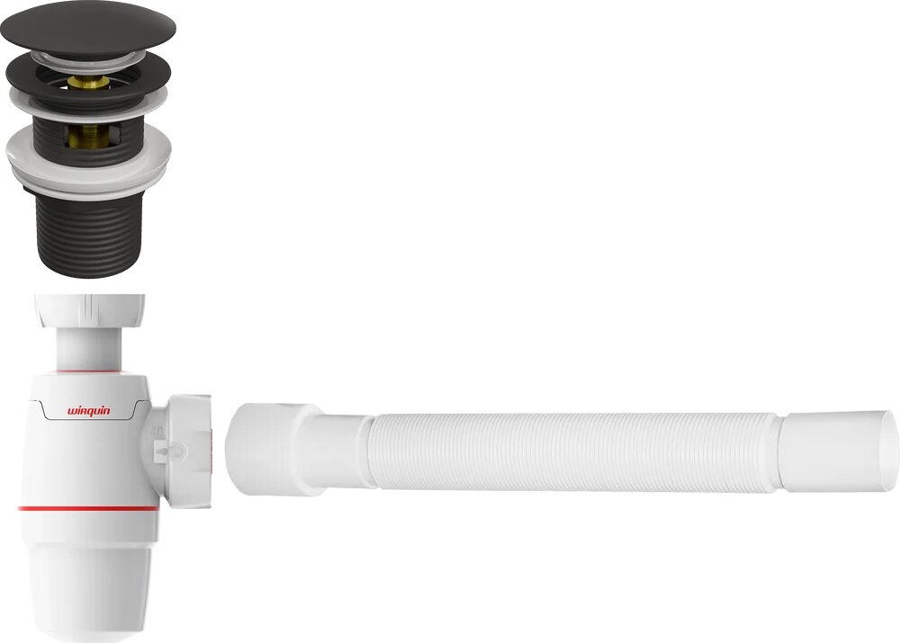 Комплект STWORKI KR-05b: сифон для раковины 30987068, донный клапан 30718006, гофра