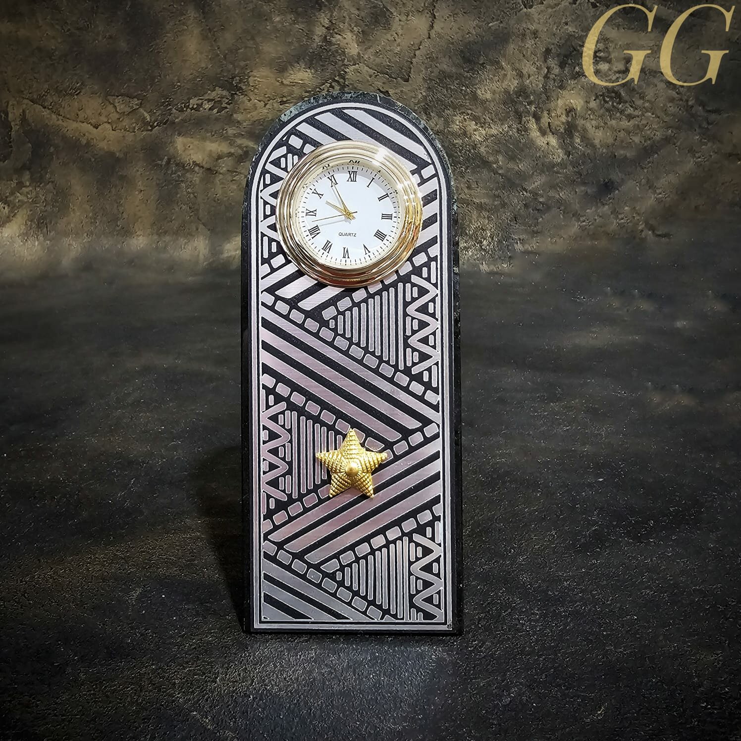 Часы Погон генерал цвет серебро, камень, змеевик) овал