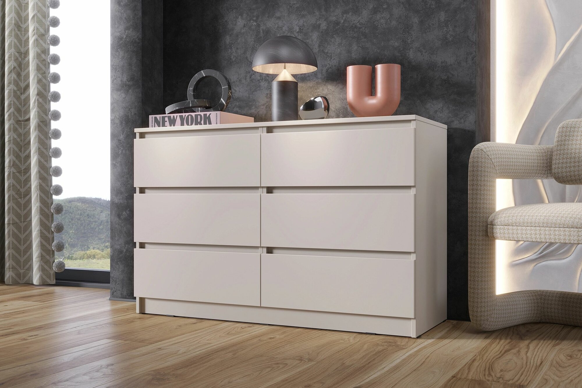 Комод Челси 1202 6 ящиков Кашемир