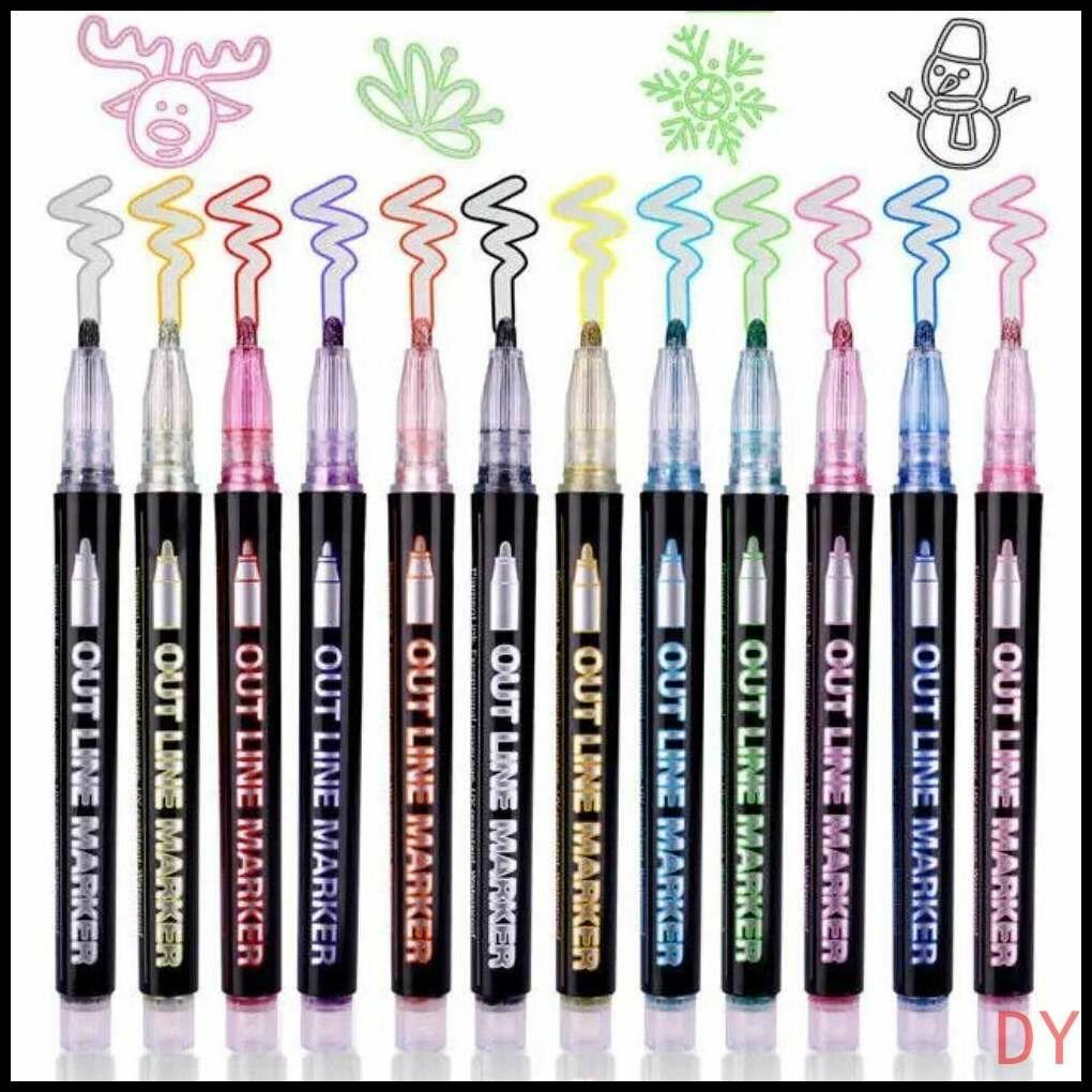 Набор фломастеров блестящих контурных 12 шт